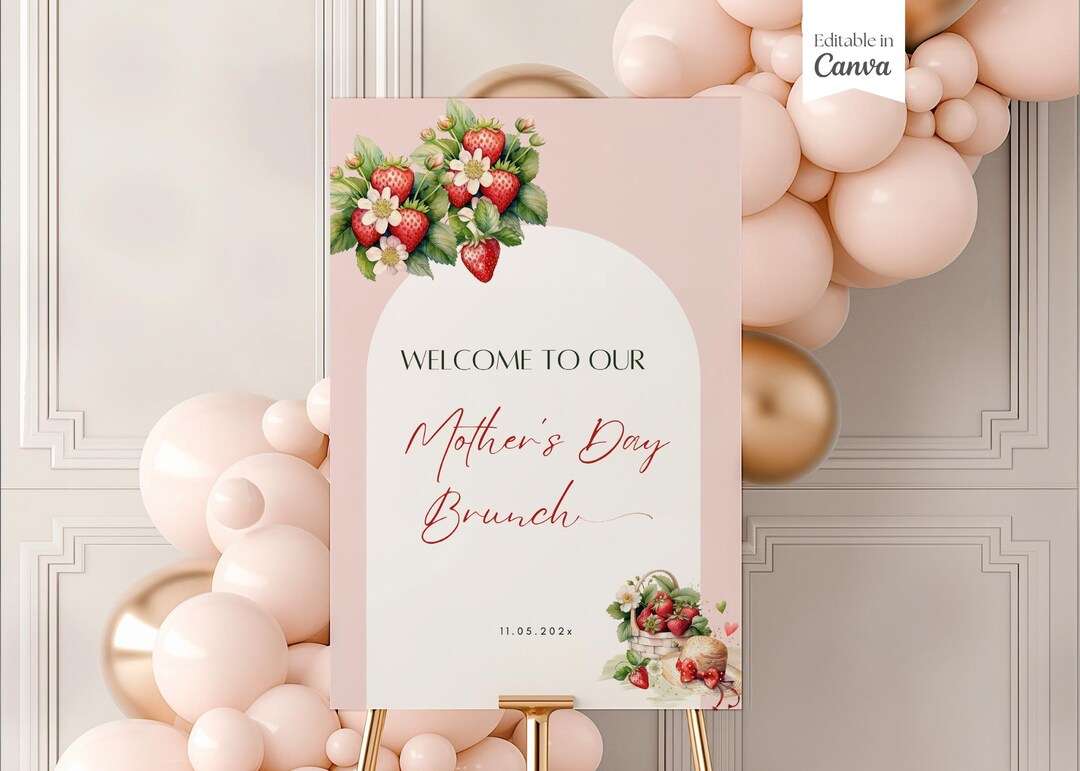 Editable Mother's Day Welcome Sign, Pink Floral Mother's Day Welcome ...