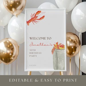 Crawfish Boil Birthday Welcome Sign, Crawfish Boil Poster, Editable ...