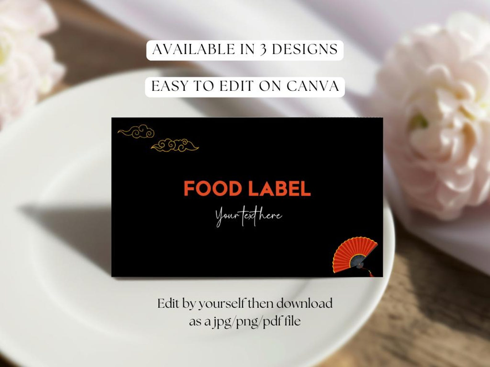 Hibachi Food Label, Hibachi Decor, Personalized Place Cards, Hibachi ...