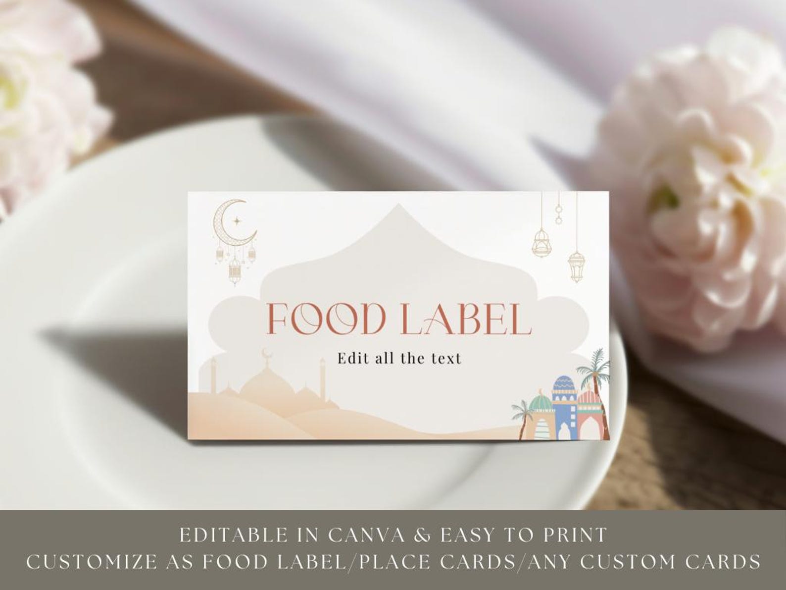 Editable Eid Food Label, Ramadan Place Cards, Eid Custom Sign, Ramadan ...