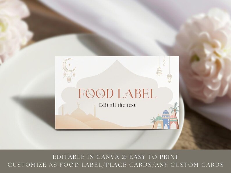 Editable Eid Food Label, Ramadan Place Cards, Eid Custom Sign, Ramadan ...
