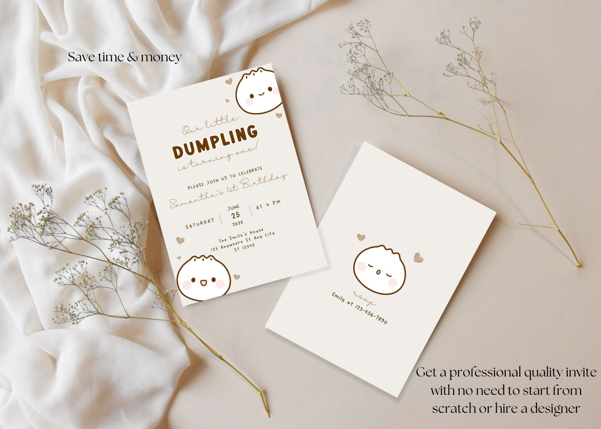 Dumpling Birthday Party Invitation Bundle, Bao Birthday Bundling Party ...