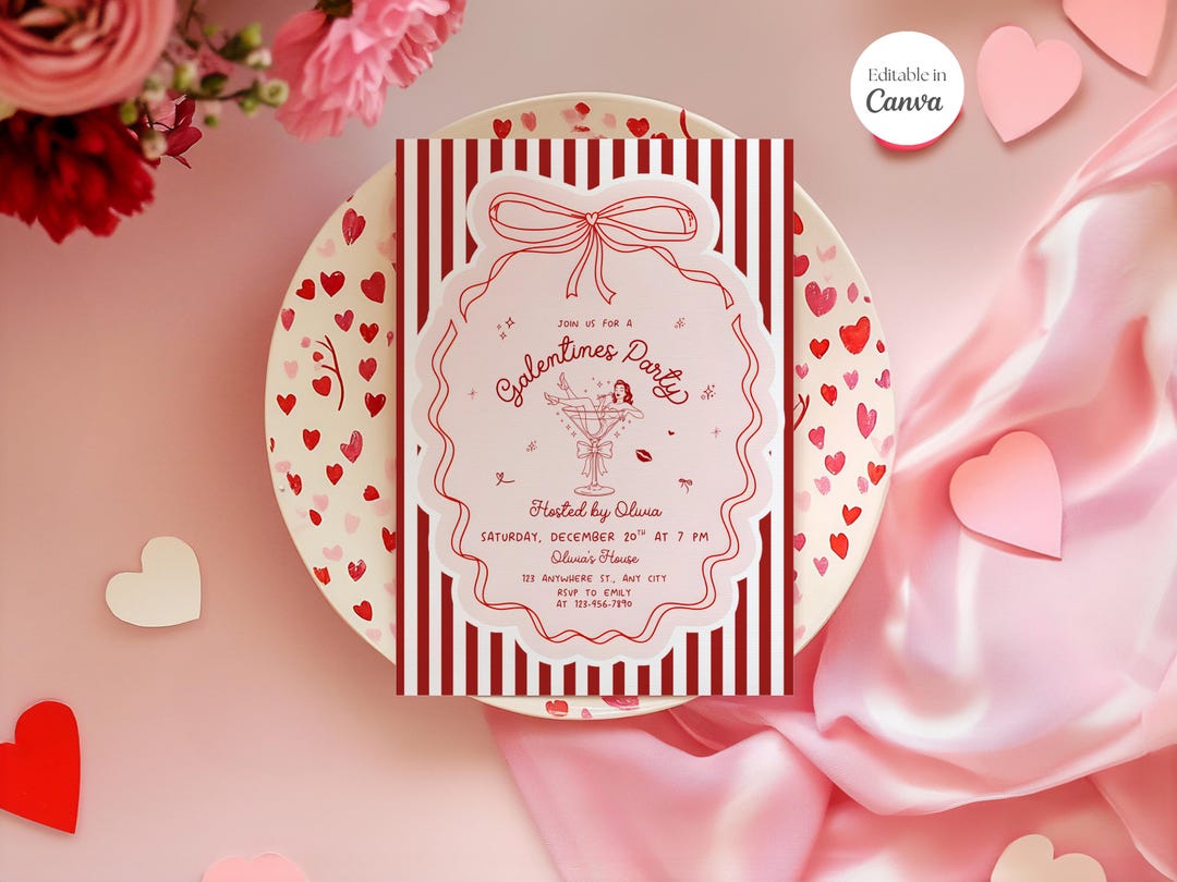 Editable Galentine's Day Invitation, Galentine's Girls Night Party ...