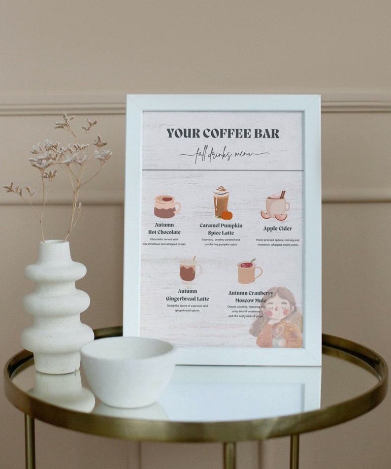 Editable Fall Printable Halloween Coffee Bar Drinks Menu Sign Kitchen ...