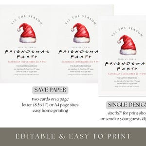 Minimalist Christmas Party Invitation Template, Friendsmas Party Invite ...