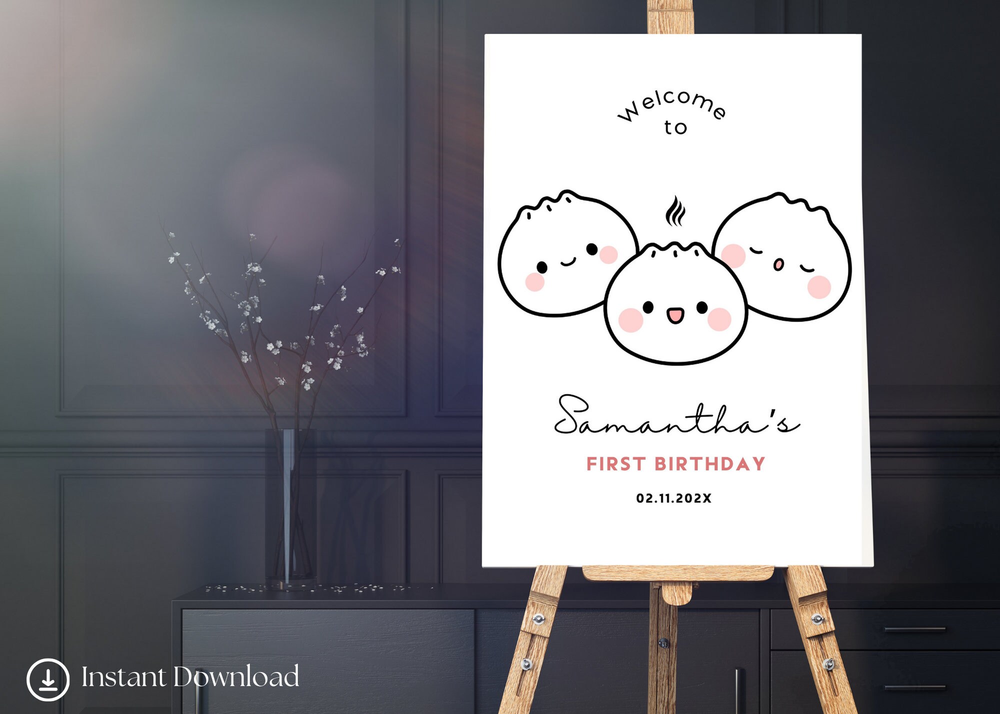 Dumpling Birthday Welcome Sign Printable, Bao Birthday Party Welcome ...