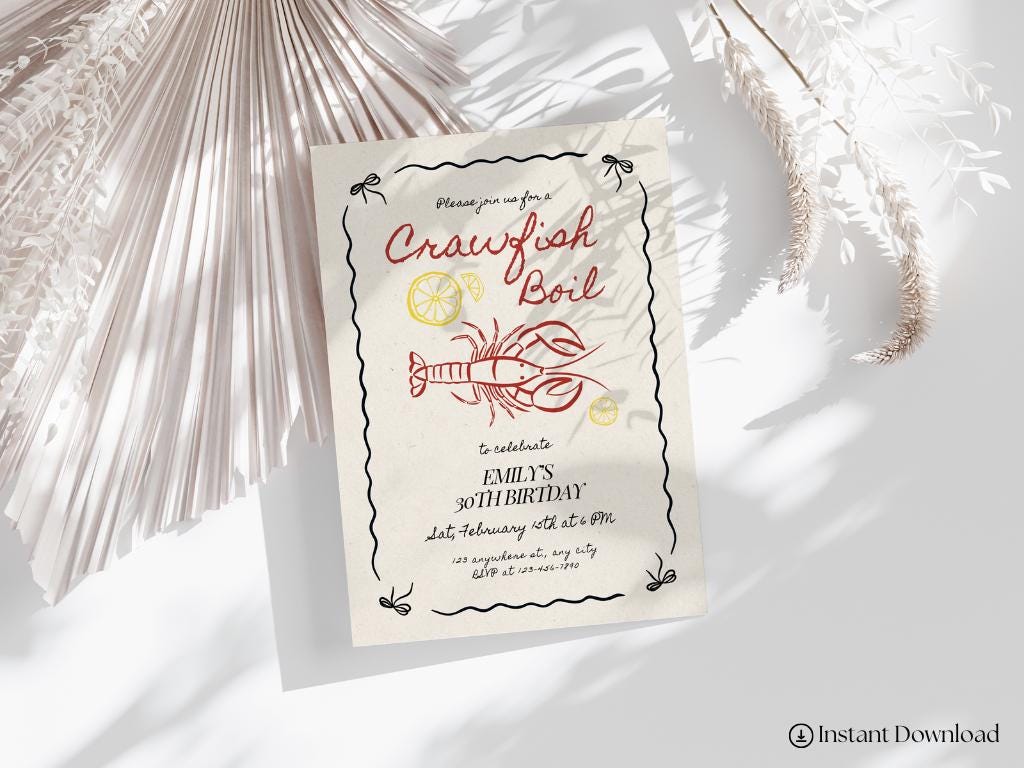 Editable Crawfish Boil Invitation, Crawfish Boil Birthday Invite ...