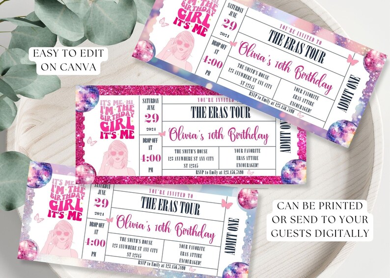 Surprise Music Ticket Stub, Birthday Invite, Eras Concert Keepsake ...