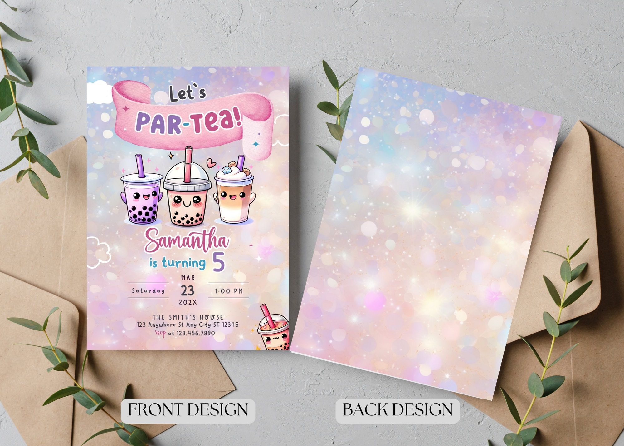Boba Tea Birthday Invitation Template, Par-tea Invitation, Par Tea ...