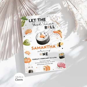 Sushi Birthday Invitation, Kawaii Japanese Party Invite, Wasabi Bento ...