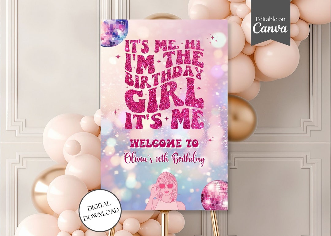 Self Editable Welcome Sign, Eras Birthday Decor, Eras Birthday Sign ...