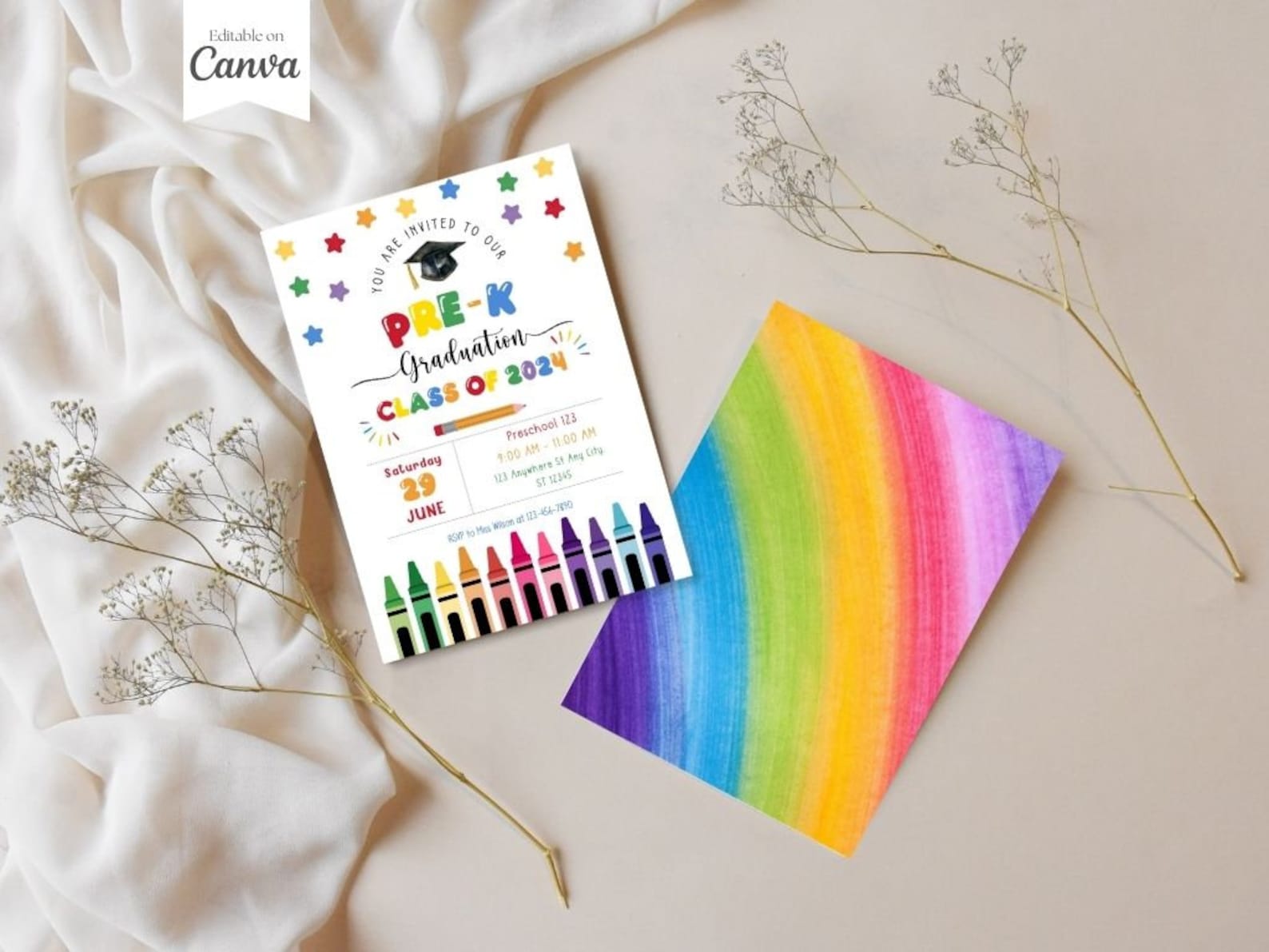 Editable Prek Graduation Invitation, Preschool Announcement Party ...