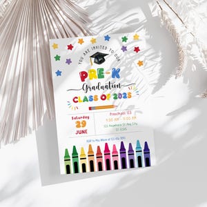 Editable Prek Graduation Invitation, Preschool Announcement Party ...