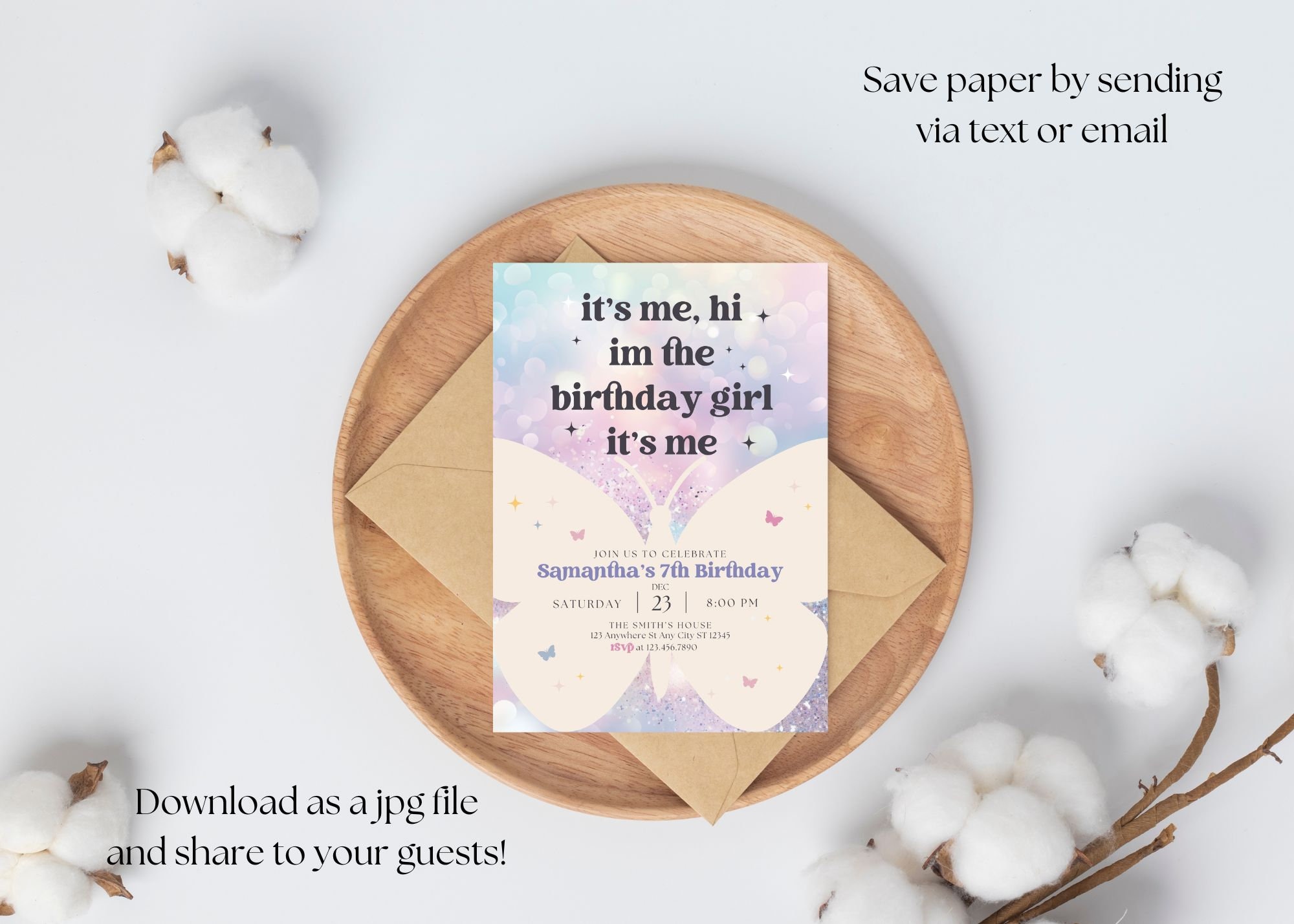 Birthday Party Taylor Invitation, Eras Editable Invite Card, Canva ...