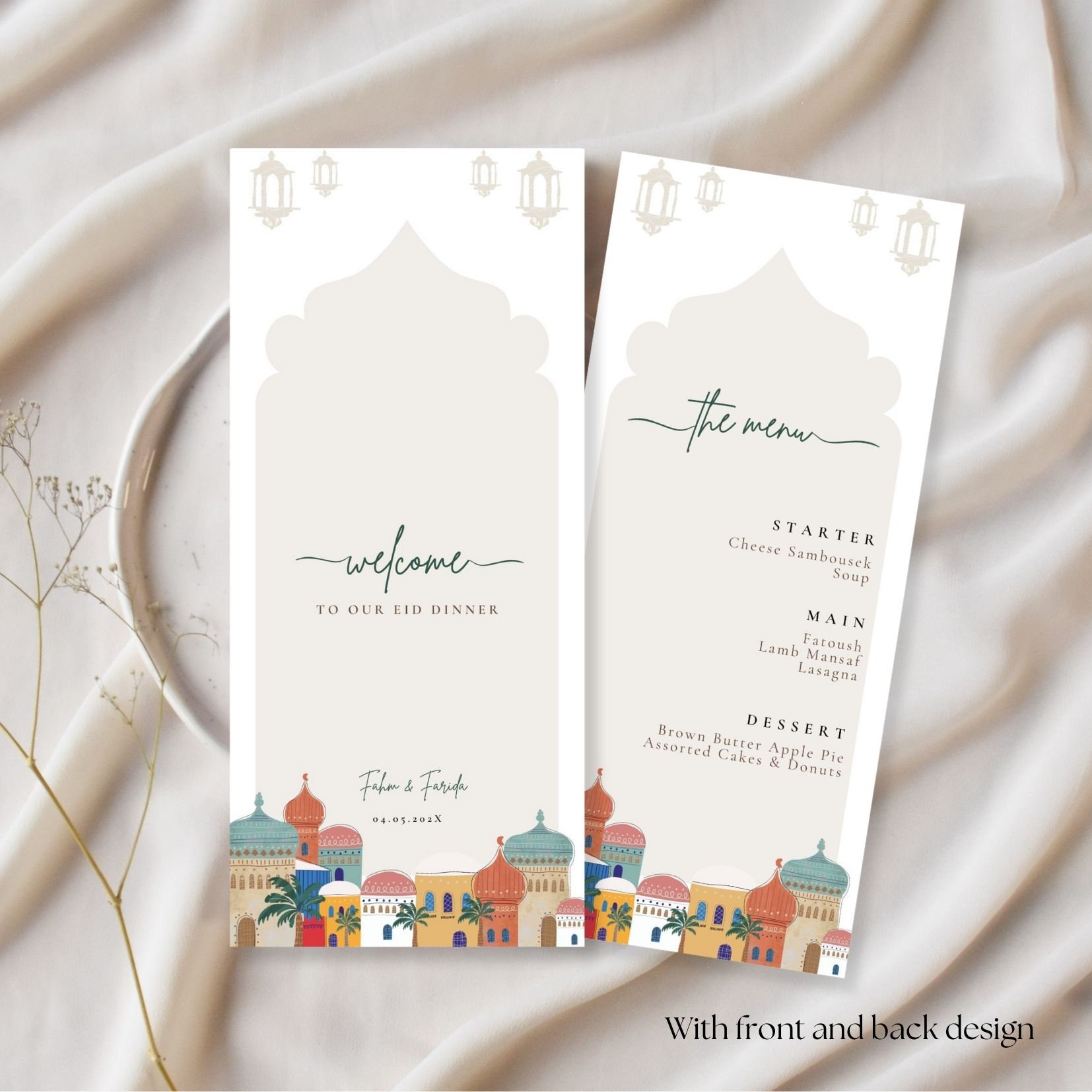 Eid Dinner Party Invitation Bundle, Welcome Sign, Eid Mubarak, Eid Menu ...