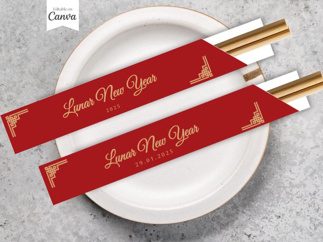 Editable Chinese New Year Chopstick Sleeves, Party Decor, Lunar New ...