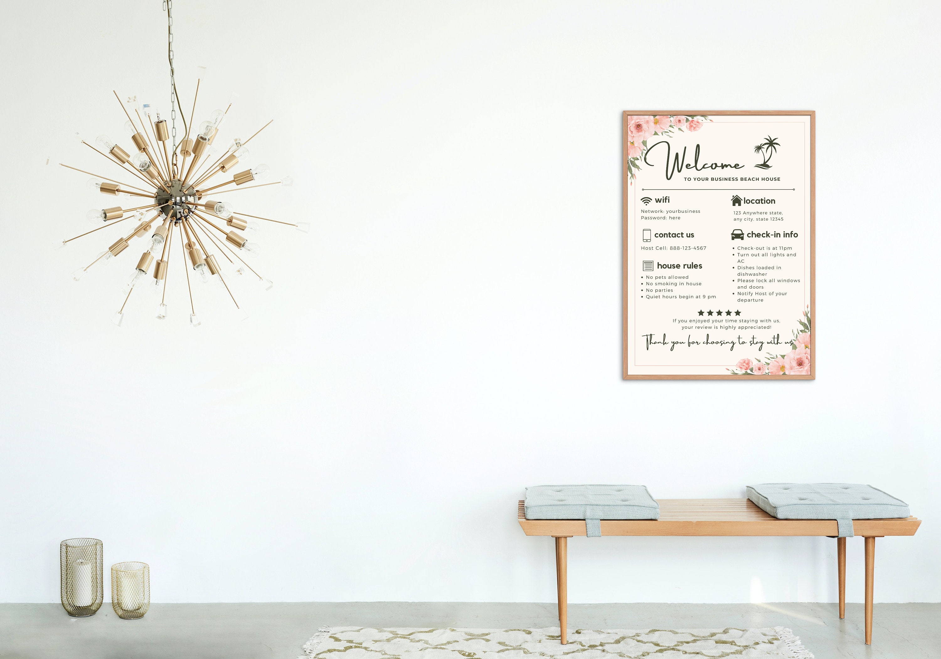 Welcome Beach Airbnb Poster Sign Printable Editable Wall Decor - Etsy