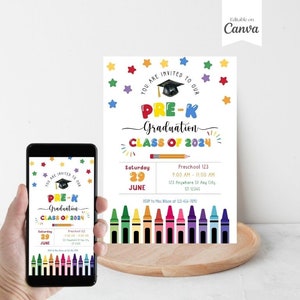 Editable Prek Graduation Invitation, Preschool Announcement Party ...