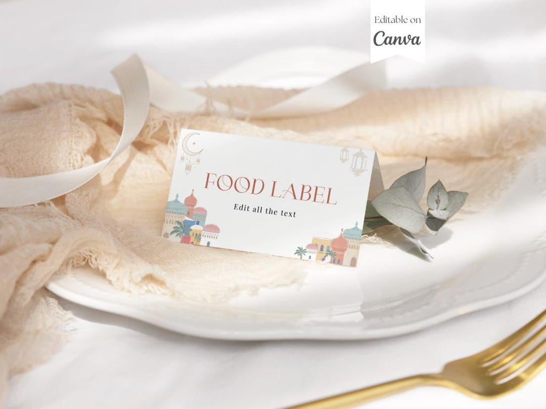 Editable Eid Food Label, Ramadan Place Cards, Eid Custom Signs, Ramadan ...