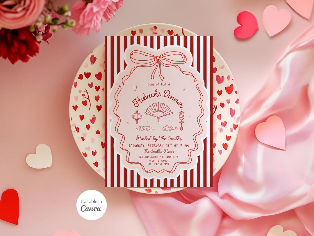 Hibachi Dinner Invitation, Hibachi Birthday Lunch Party Invite ...