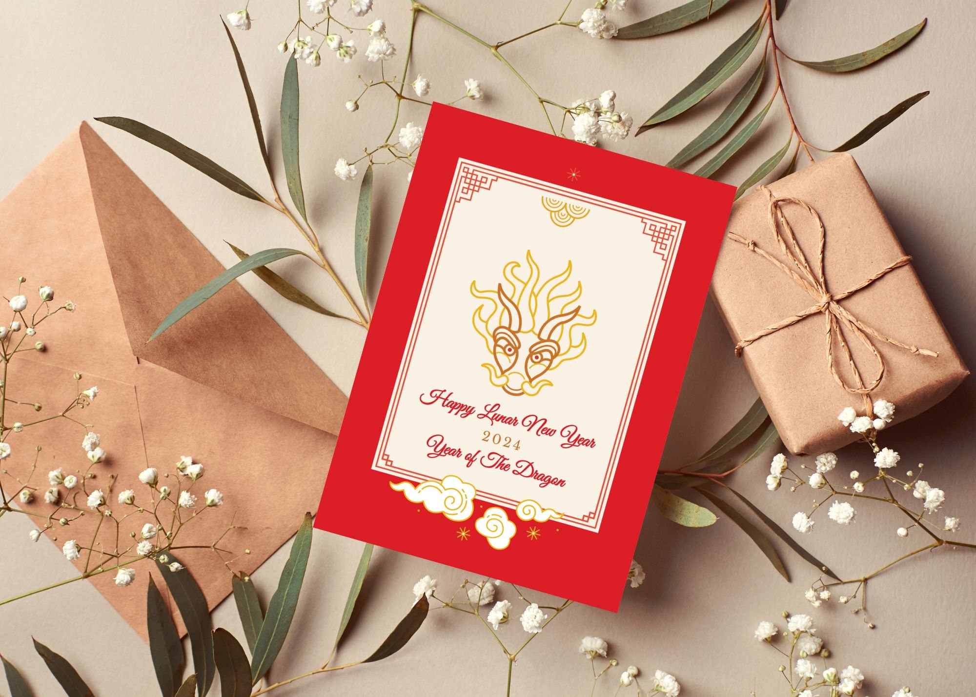 Year of the Dragon 2024 Chinese Lunar New Year Download Printable Card ...