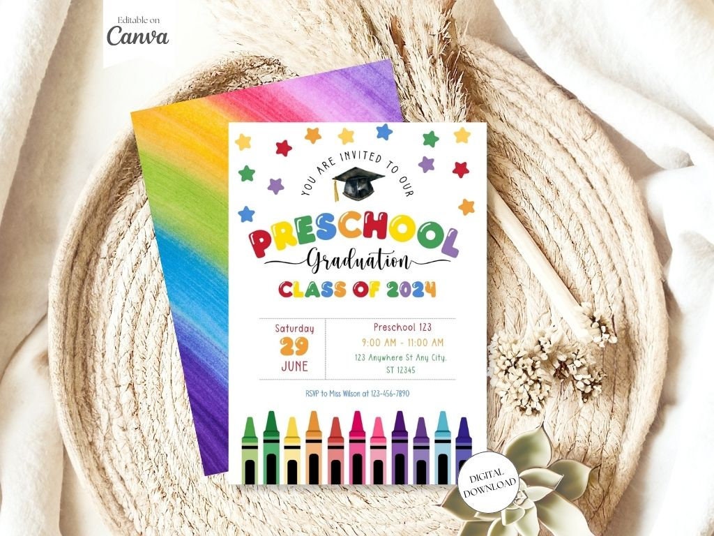 Editable Preschool Graduation Invitation, Prek Announcement Party ...