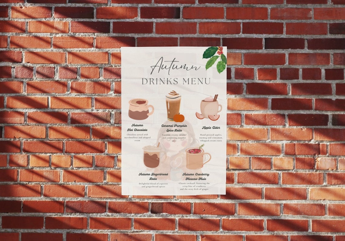 Editable Autumn Printable Halloween Coffee Bar Drinks Menu Sign Kitchen ...