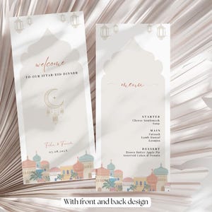 Editable Eid Dinner Party Menu Card, Iftar Menu Card Template Dinner ...