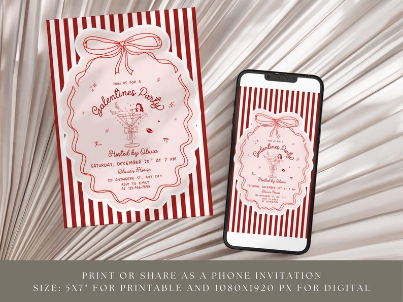 Editable Galentine's Day Invitation, Galentine's Girls Night Party ...