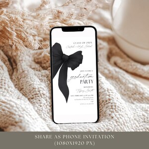 Graduation Invitation, Ribbon, Bow School Commencement Announcement ...