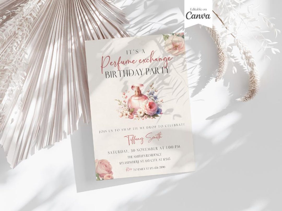 Vintage Perfume Birthday Party Invitation: Elegant Scent Exchange ...