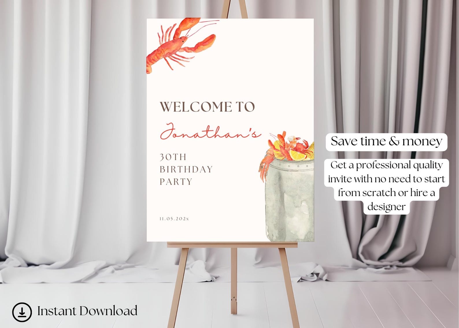 Crawfish Boil Birthday Welcome Sign, Crawfish Boil Poster, Editable ...