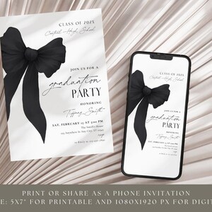 Graduation Invitation, Ribbon, Bow School Commencement Announcement ...