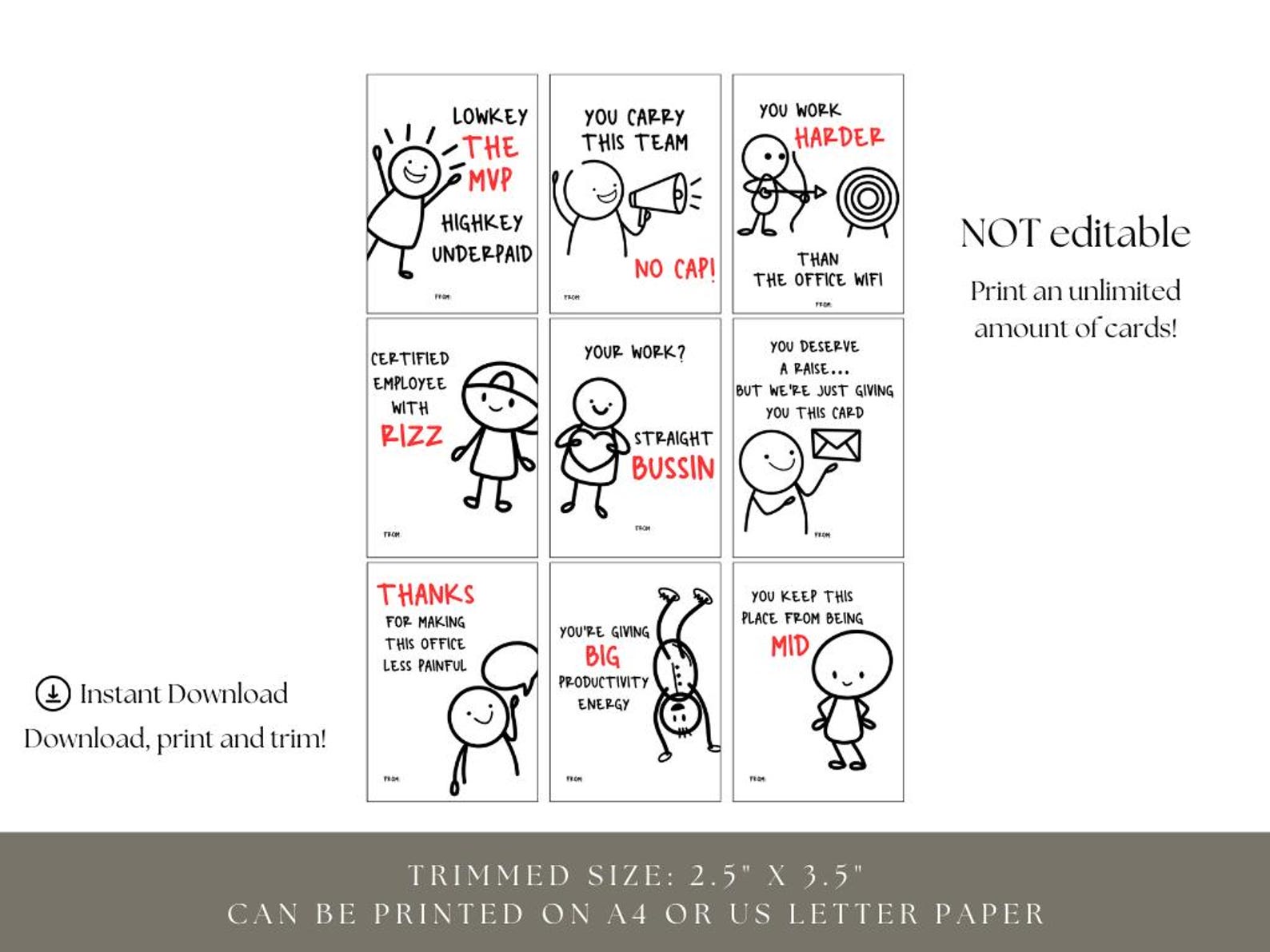 Sarcastic Coworker Gift Tags, Funny Slang Employee Cards, Gift Tag for ...