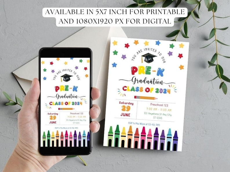 Editable Prek Graduation Invitation, Preschool Announcement Party ...