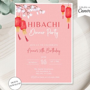 Hibachi Dinner Birthday Invitation, Hibachi Lunch Party Invite, Dinner ...