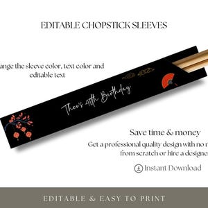 Hibachi Party Decor, Hibachi Chopstick Sleeves, Hibachi Decor ...