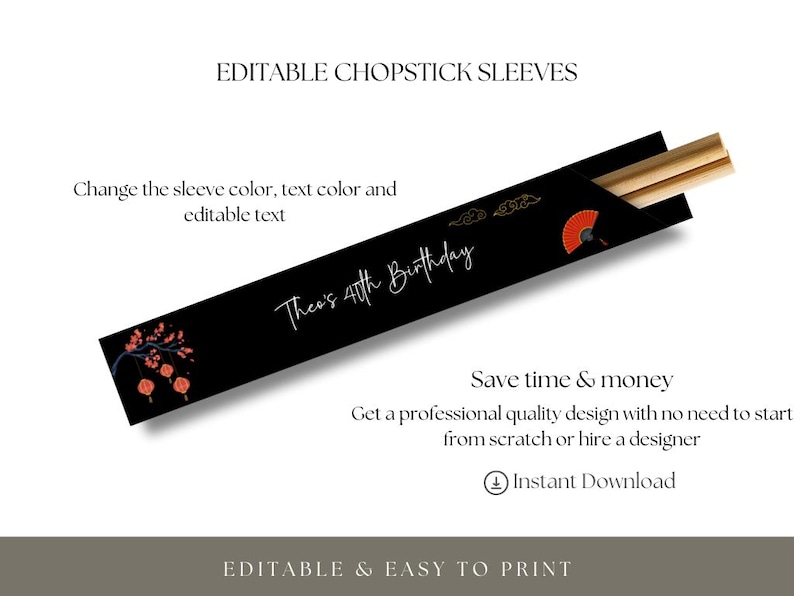 Hibachi Party Decor, Hibachi Chopstick Sleeves, Hibachi Decor ...