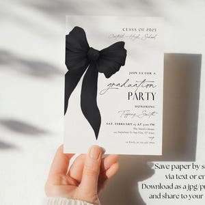 Graduation Invitation, Ribbon, Bow School Commencement Announcement ...