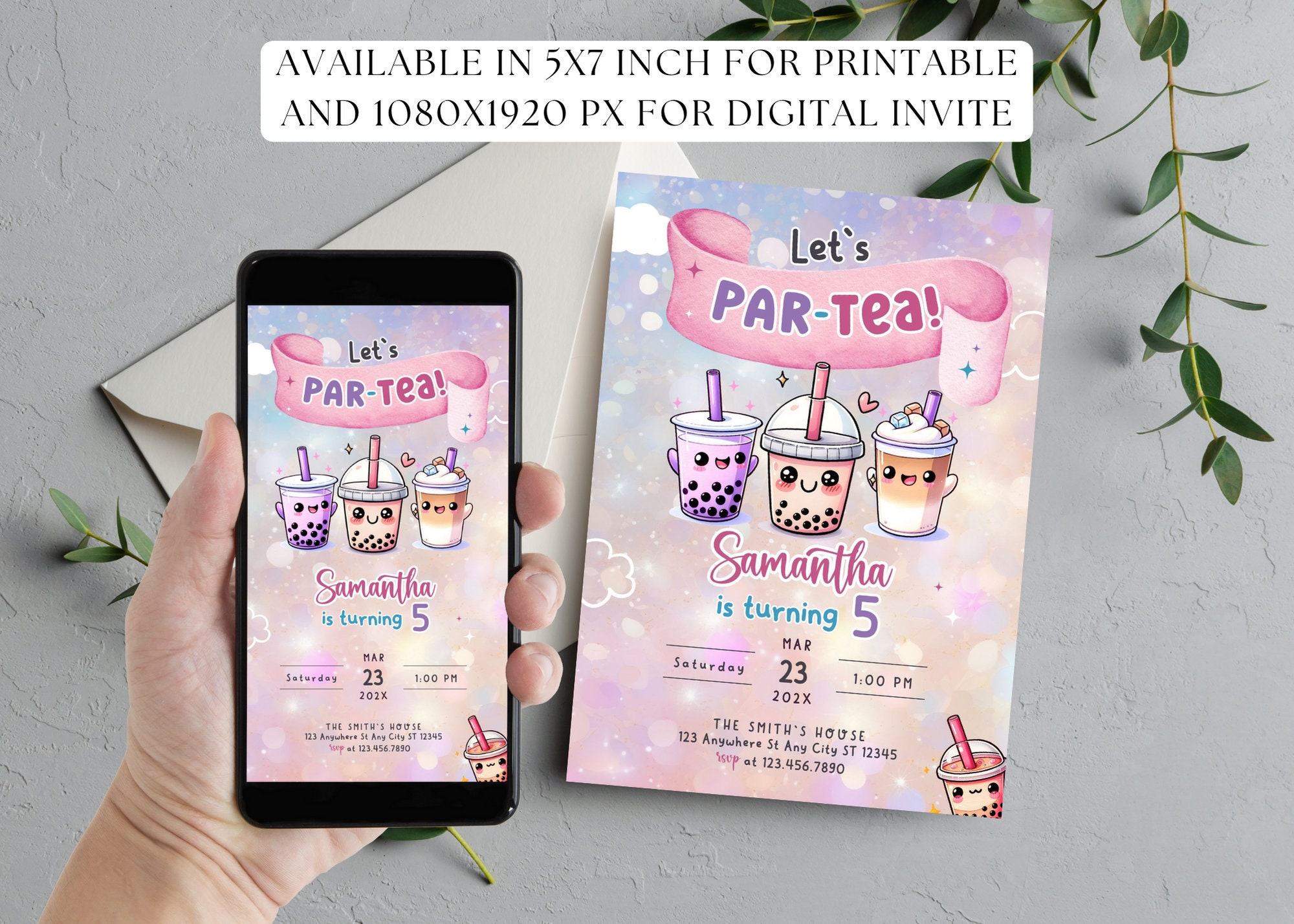 Boba Tea Birthday Invitation Template, Par-tea Invitation, Par Tea ...