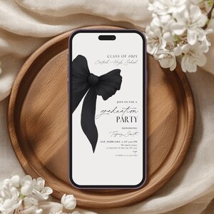 Graduation Invitation, Ribbon, Bow School Commencement Announcement ...