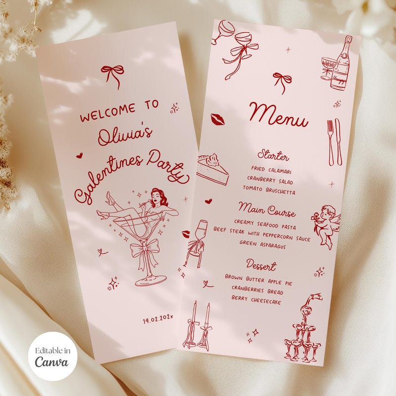 Cherry Galentine Menu - Etsy
