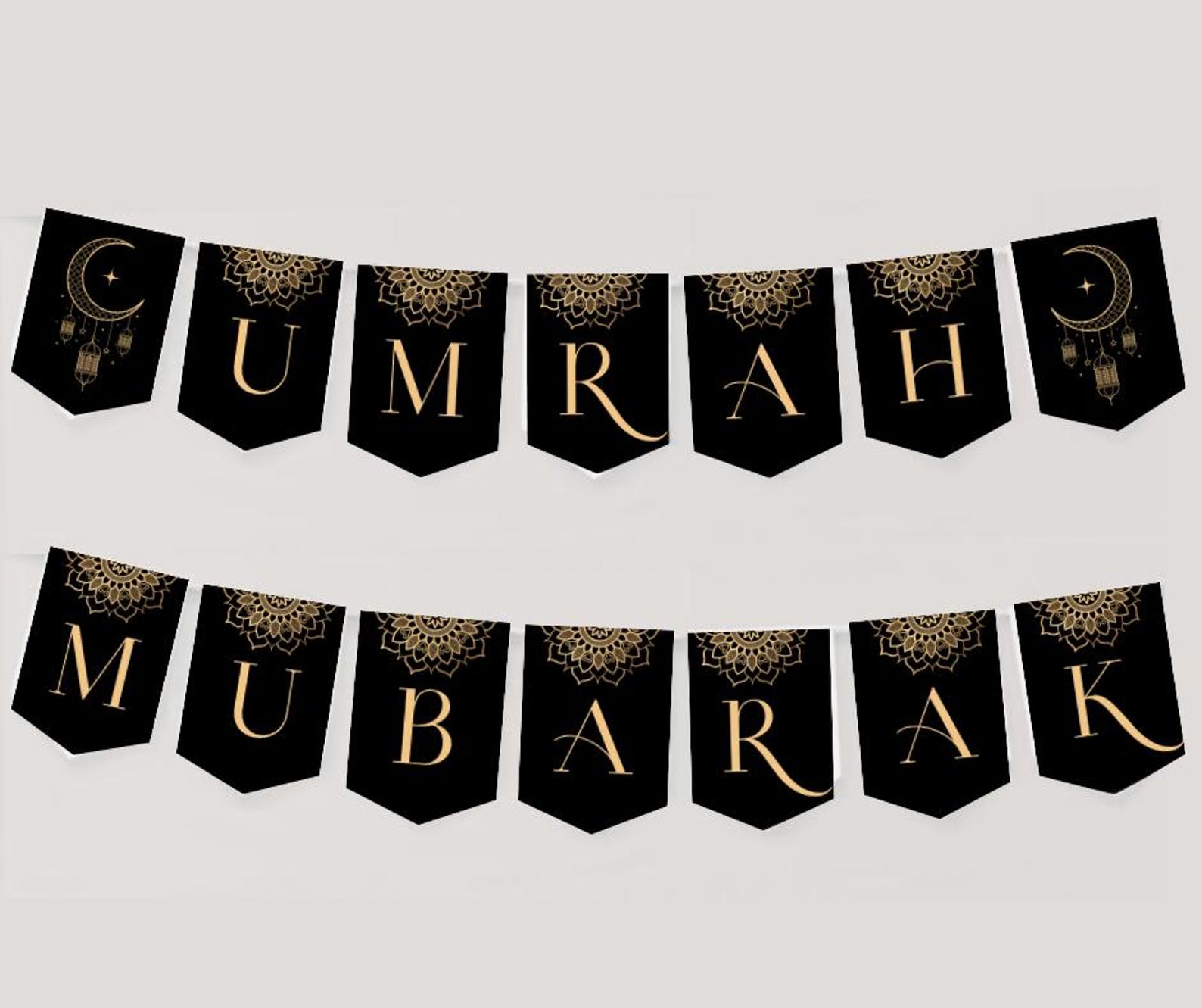 Umrah Mubarak Banner, Printable Gold Umrah Mubarak Banner, Umrah Decor ...