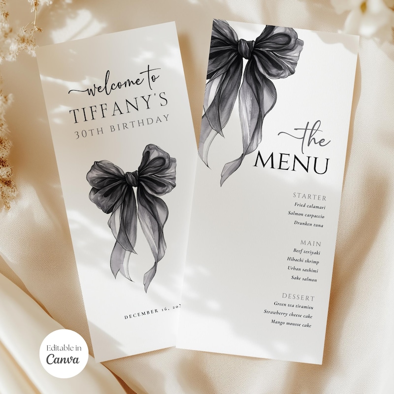 Birthday Dinner Menu 18th - Etsy