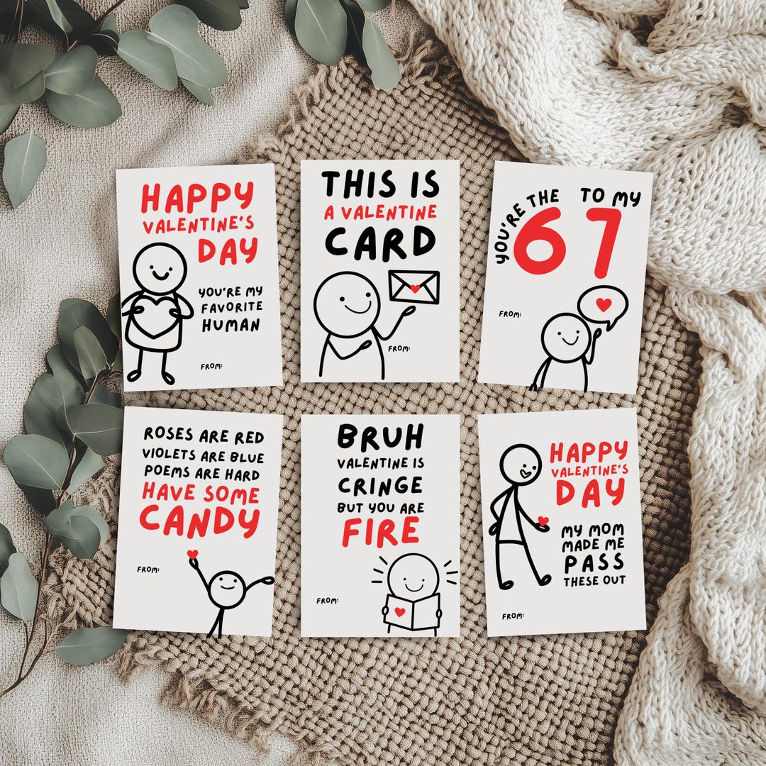 Funny Slang Valentine Cards, Teen Humor, Stick Figures, Printable Funny ...