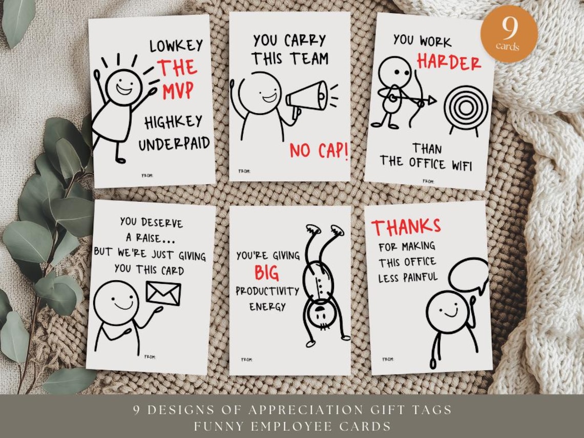 Sarcastic Coworker Gift Tags, Funny Slang Employee Cards, Gift Tag for ...