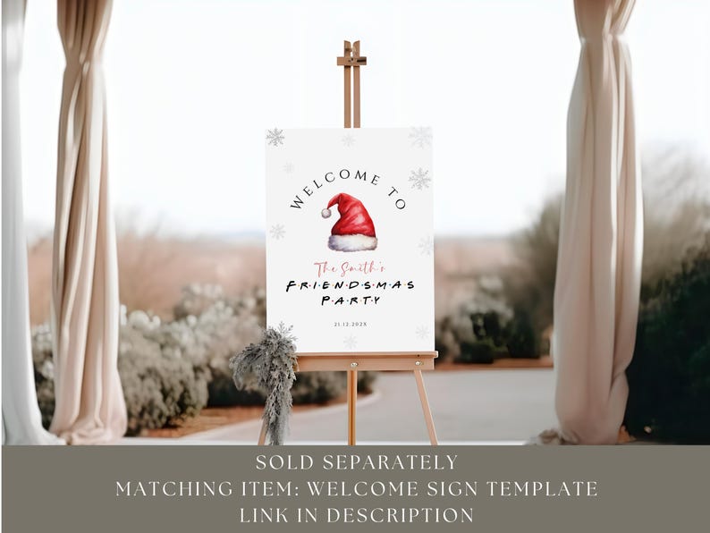 Minimalist Christmas Party Invitation Template, Friendsmas Party Invite ...