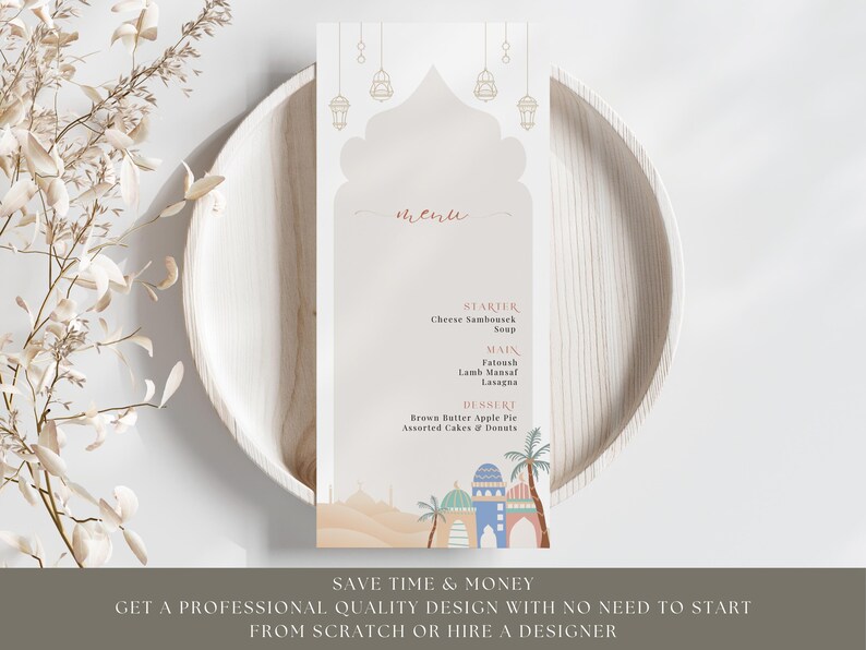 Editable Eid Dinner Party Menu Card, Iftar Menu Card Template Dinner ...