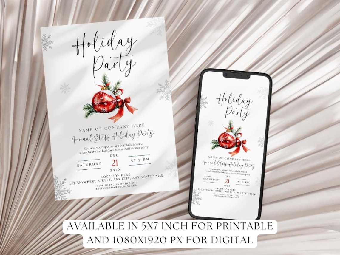 Editable Staff Holiday Party Invitation, Christmas Gathering Invite ...