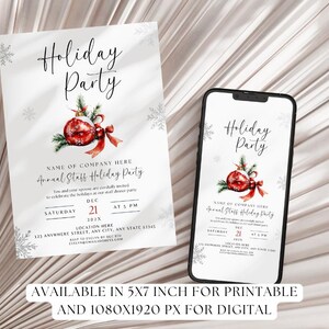 Editable Staff Holiday Party Invitation, Christmas Gathering Invite ...